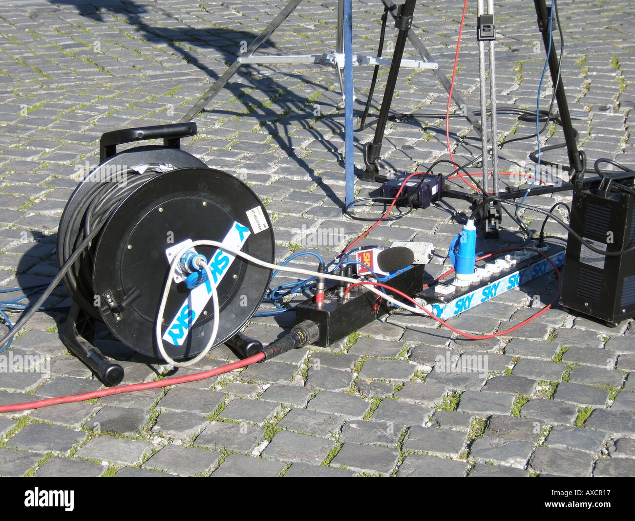 tv camera and barn doors light and blue sky Stock Photo - Alamy