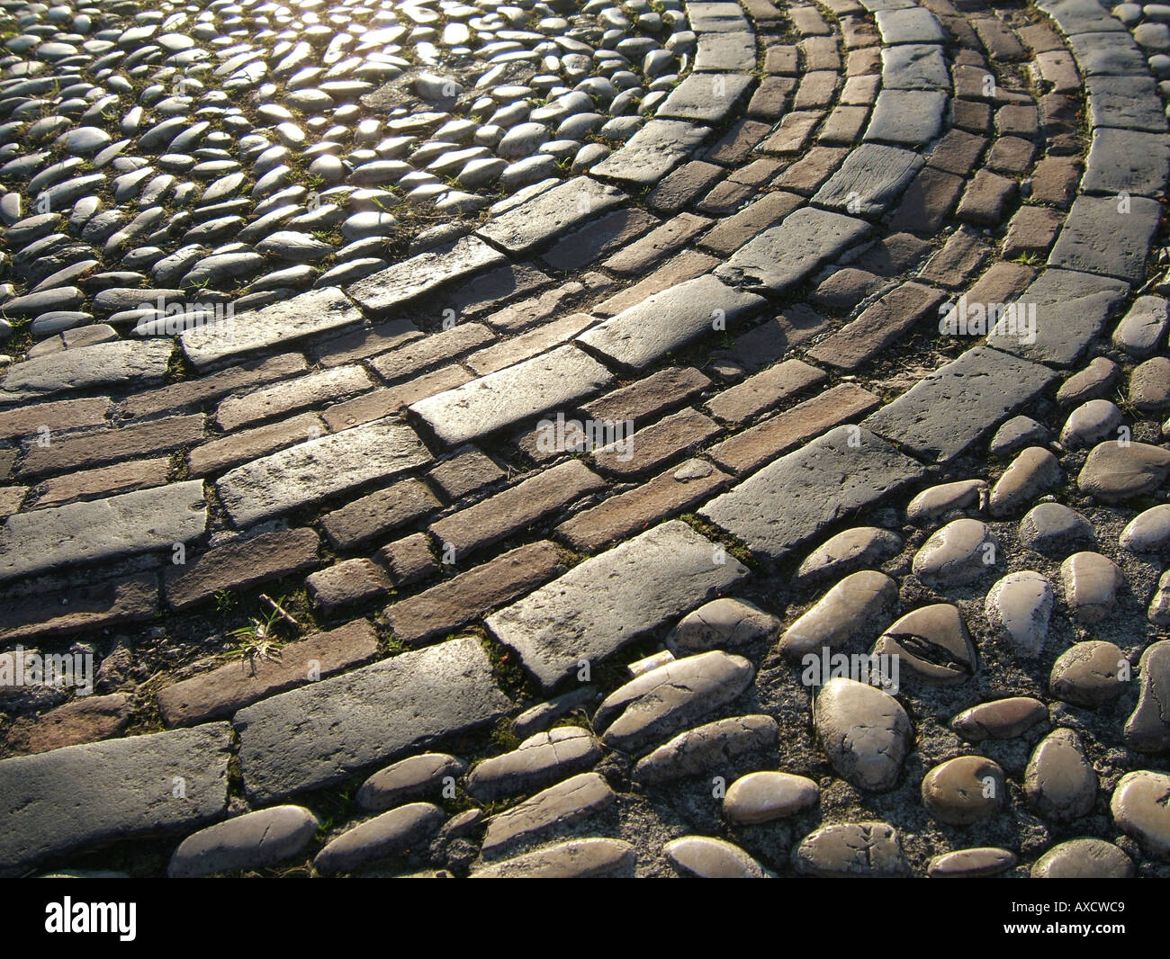 pattern on cobbled street pavement Stock Photo - Alamy