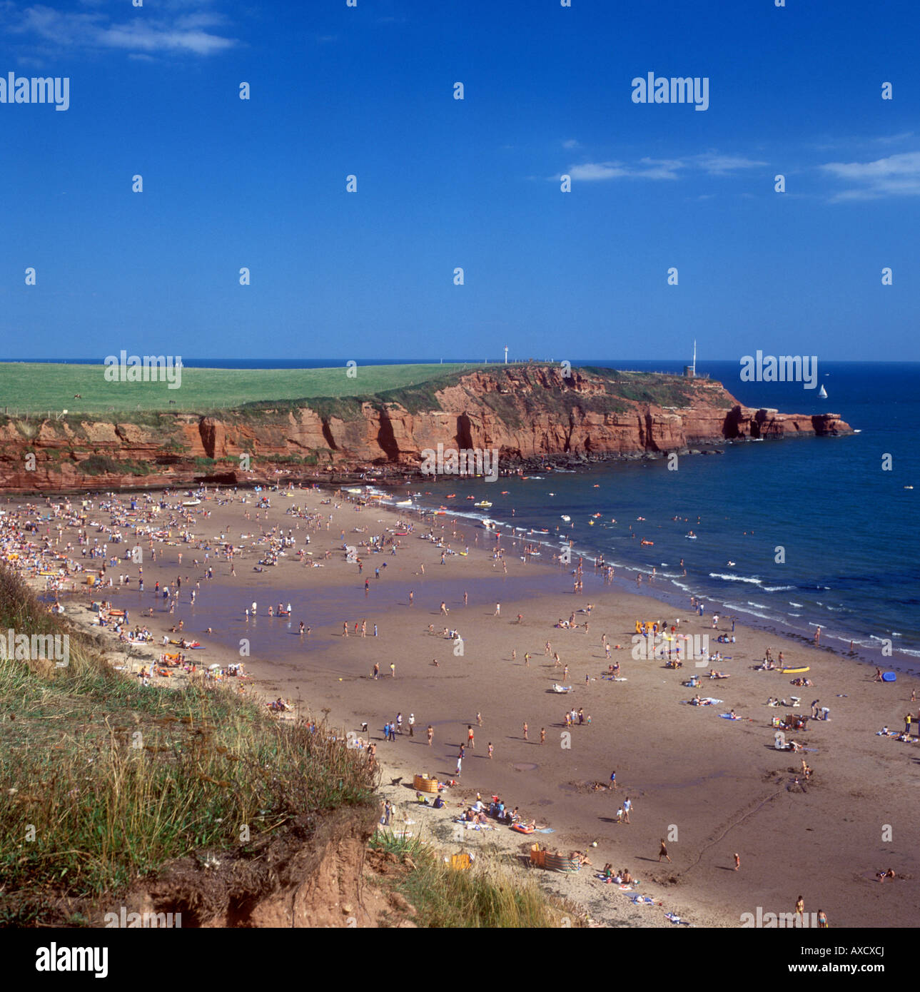 View of Sandy Bay from the cliffs at Exmouth Stock Photo - Alamy