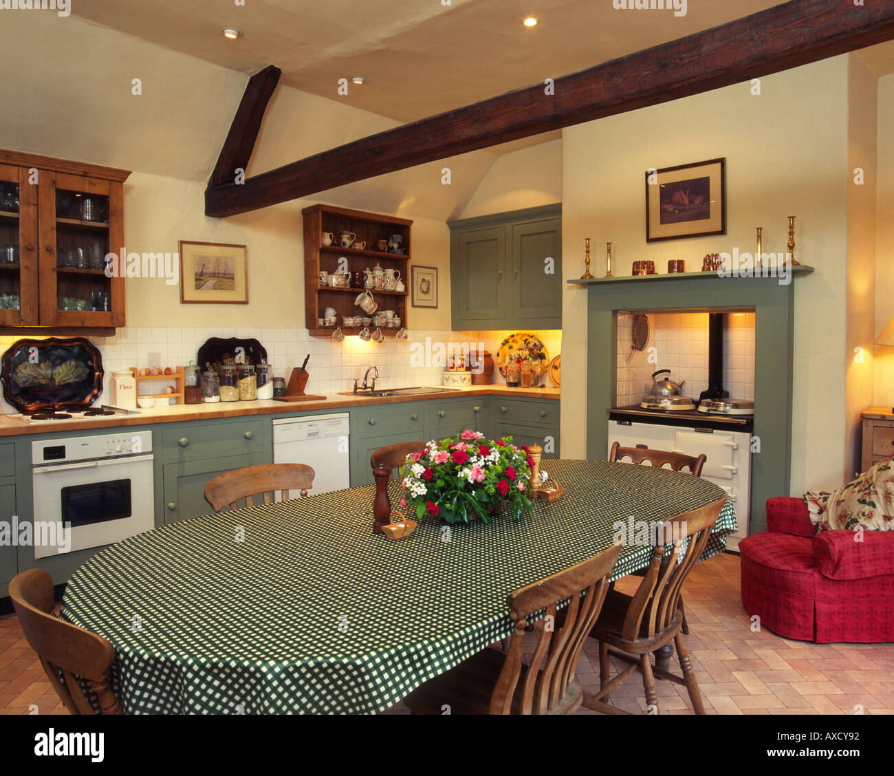 Domestic interior, traditional, kitchen, painted Stock Photo - Alamy
