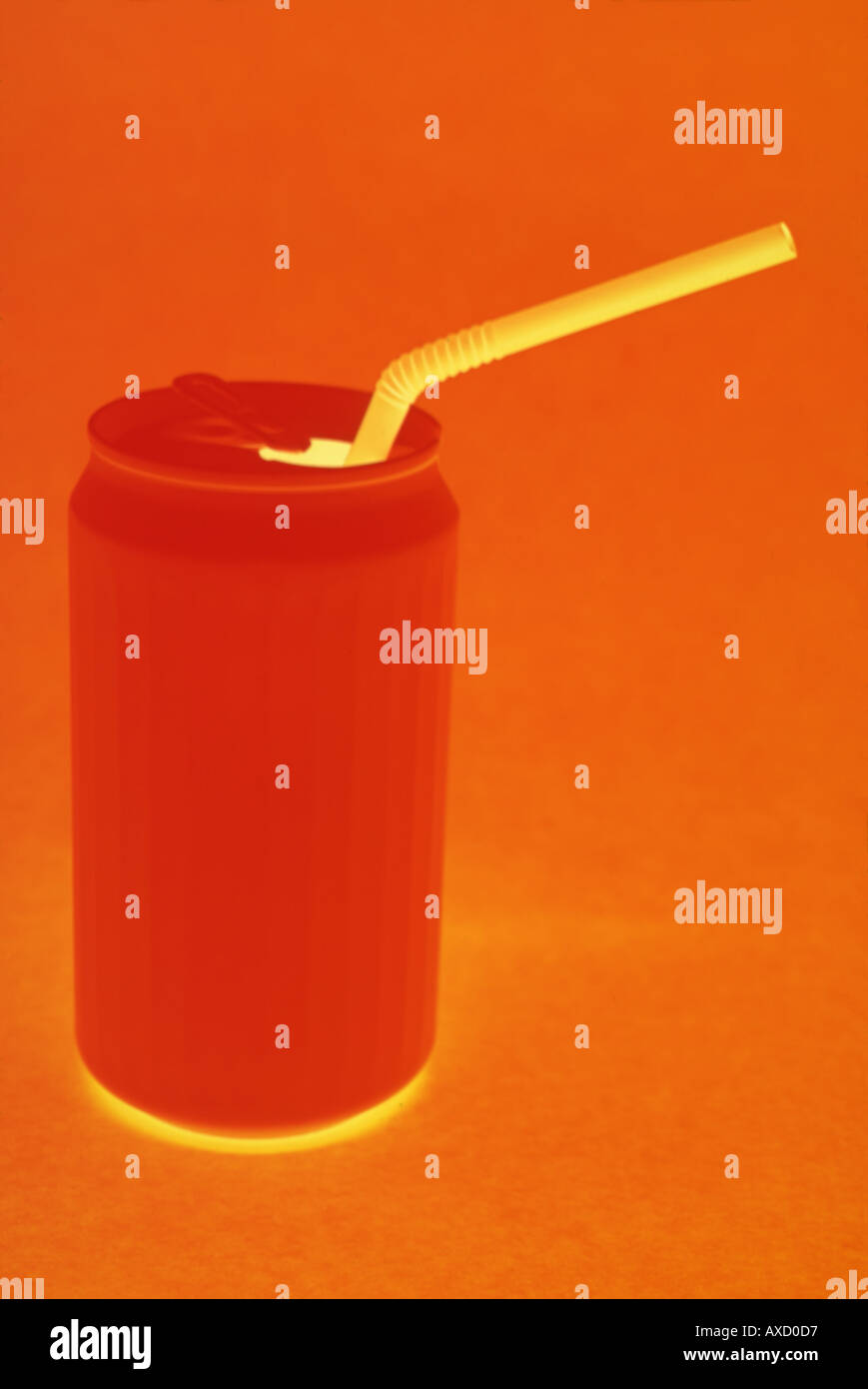 Soda Can and Straw Stock Photo - Alamy