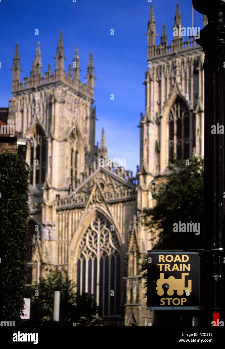 York Minster with focus on the road train stop sign Stock Photo - Alamy