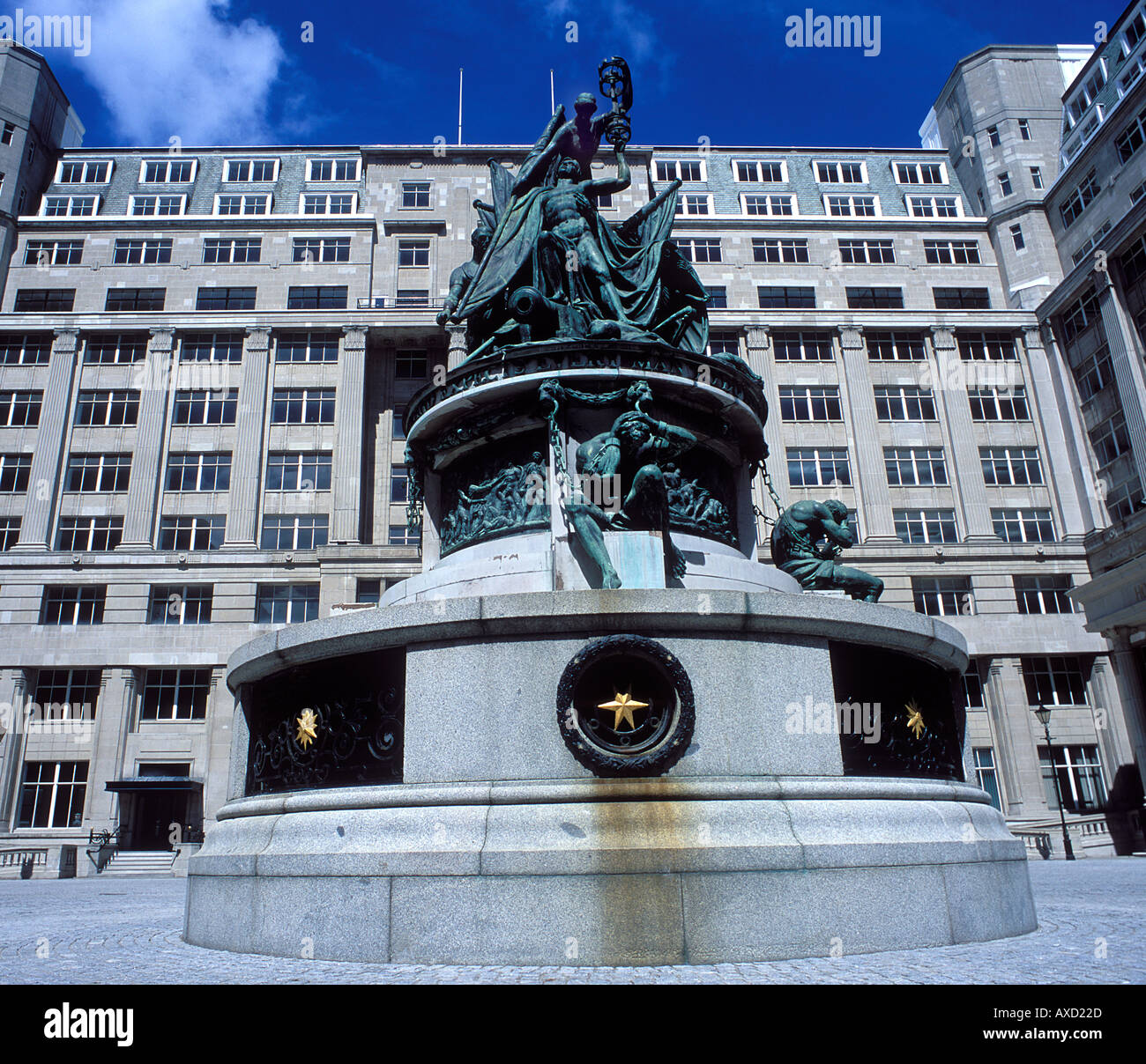 Upward shot of the Nelson Monument in Exchange Flags Liverpool UK Stock ...