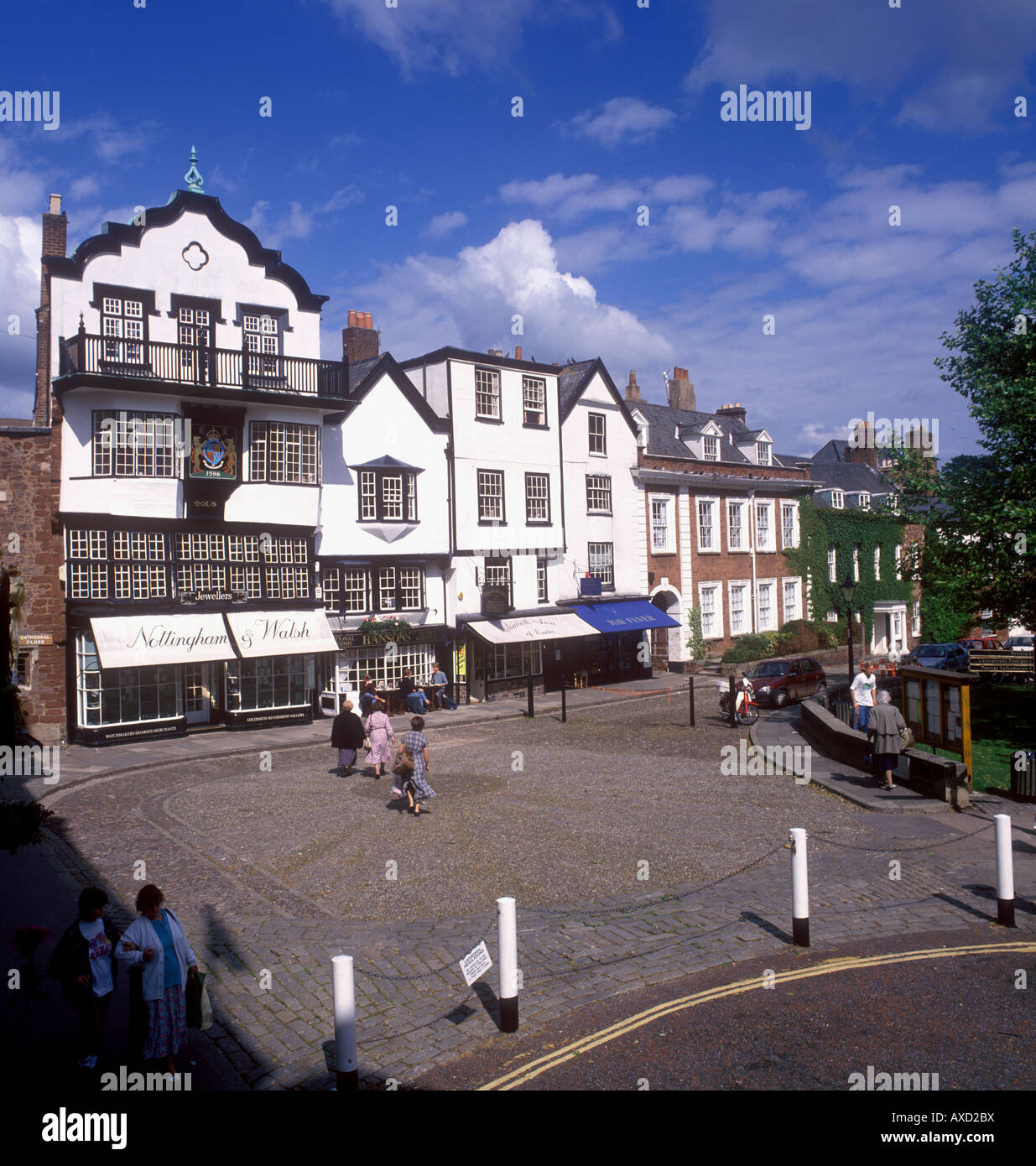 Exeter - View of Cathedral Close showing Mol's House 1596 Stock Photo ...