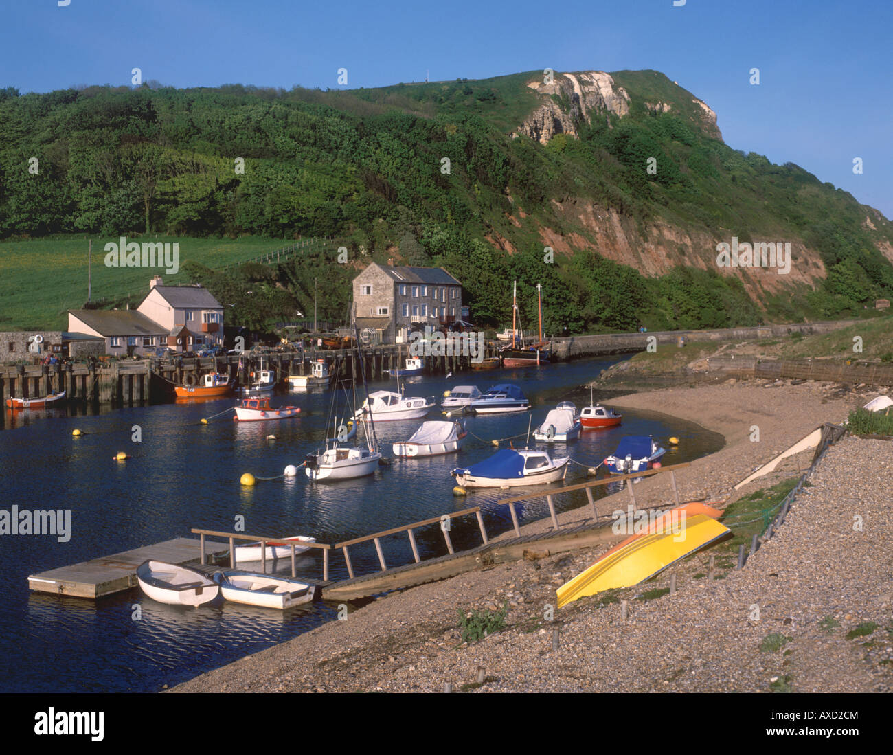 Axmouth - Colourful harbour scene Stock Photo - Alamy