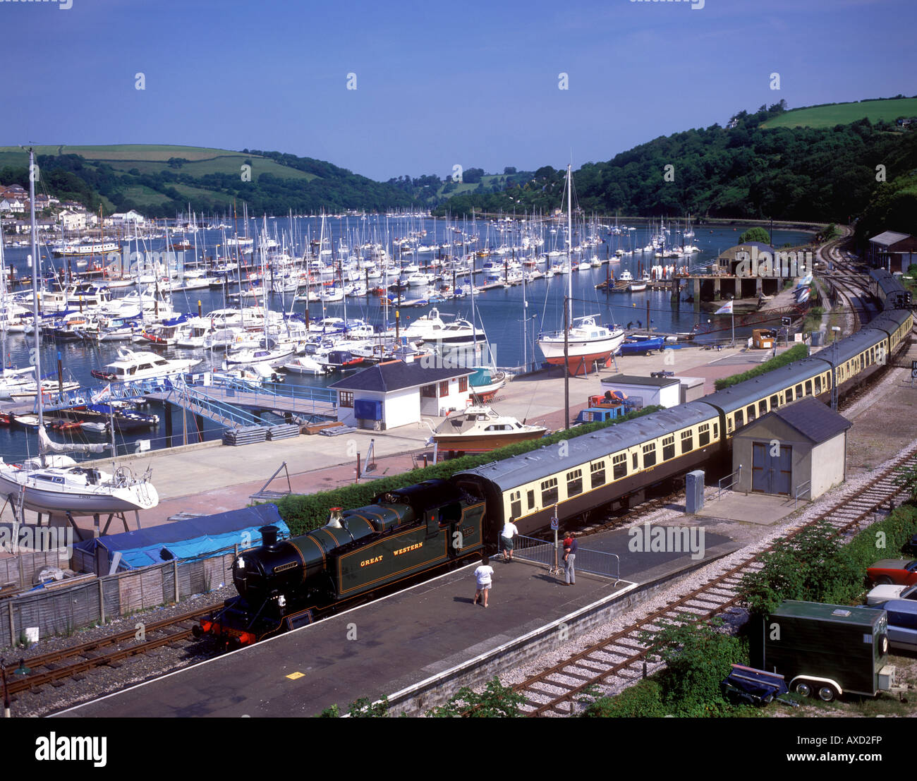 Railway Station beside the River Dart at Kingswear. The Station is the ...
