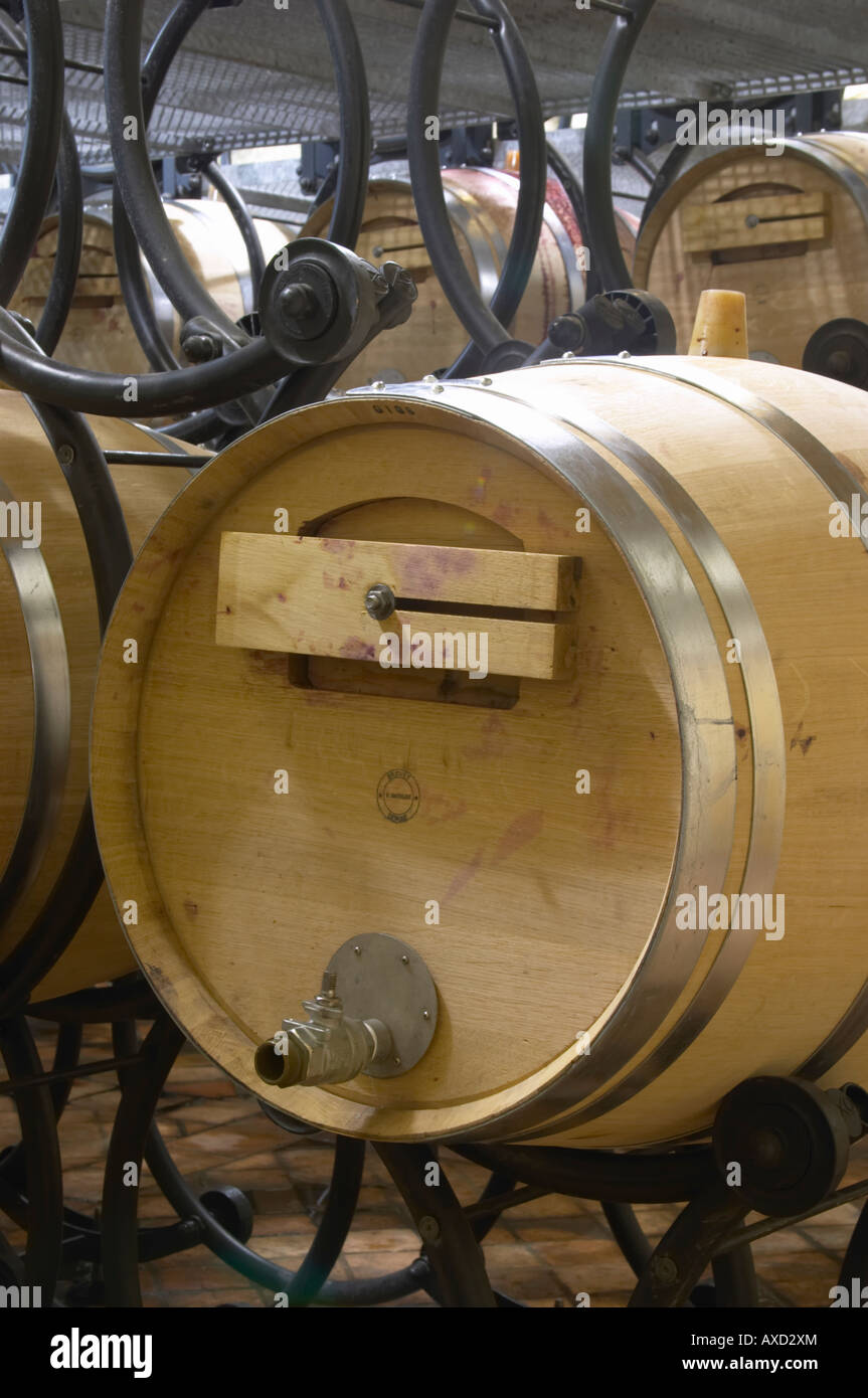 Fermentation in barrel. Oak barrel aging and fermentation cellar ...