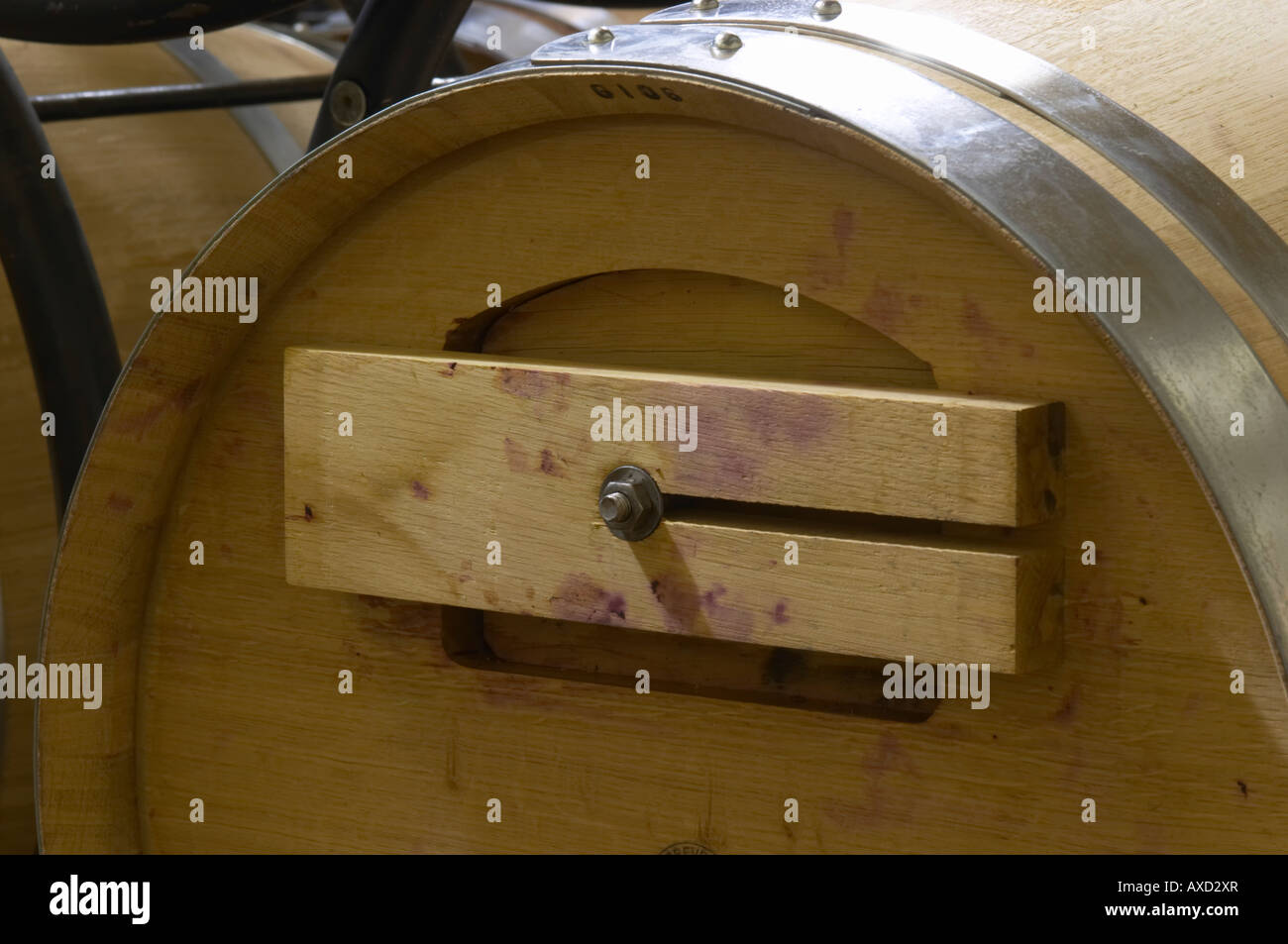 Fermentation in barrel. Oak barrel aging and fermentation cellar ...