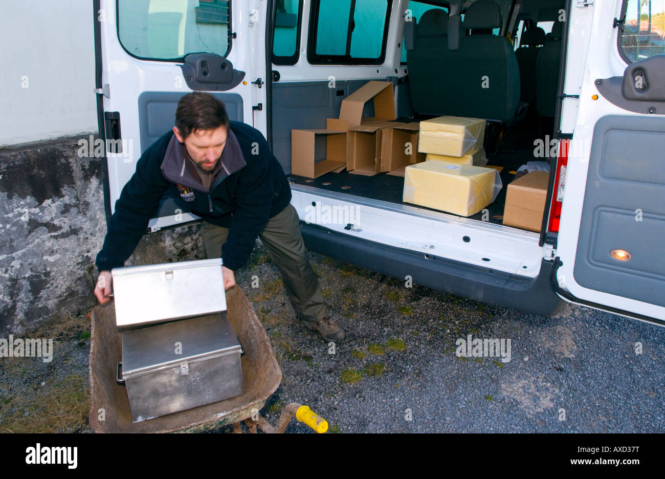 Cheddar cheese being loaded after maturing at pit bottom Big Pit ...