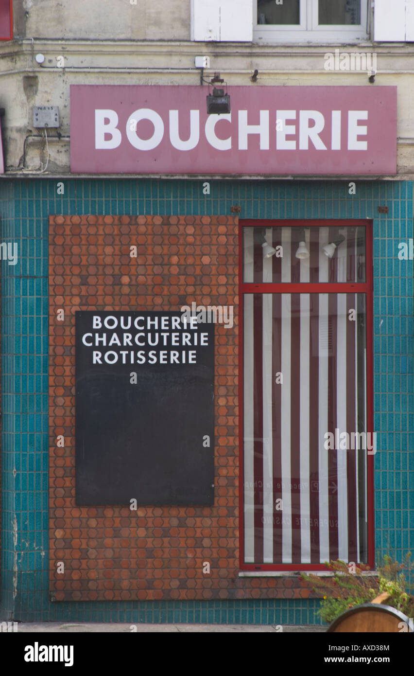 A closed boucherie butcher shop in Entre deux Mers. Bordeaux, France ...