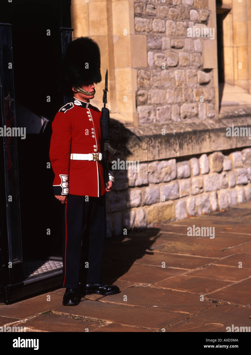 Queen's Guard on sentry at the Tower of London, protecting the Crown ...
