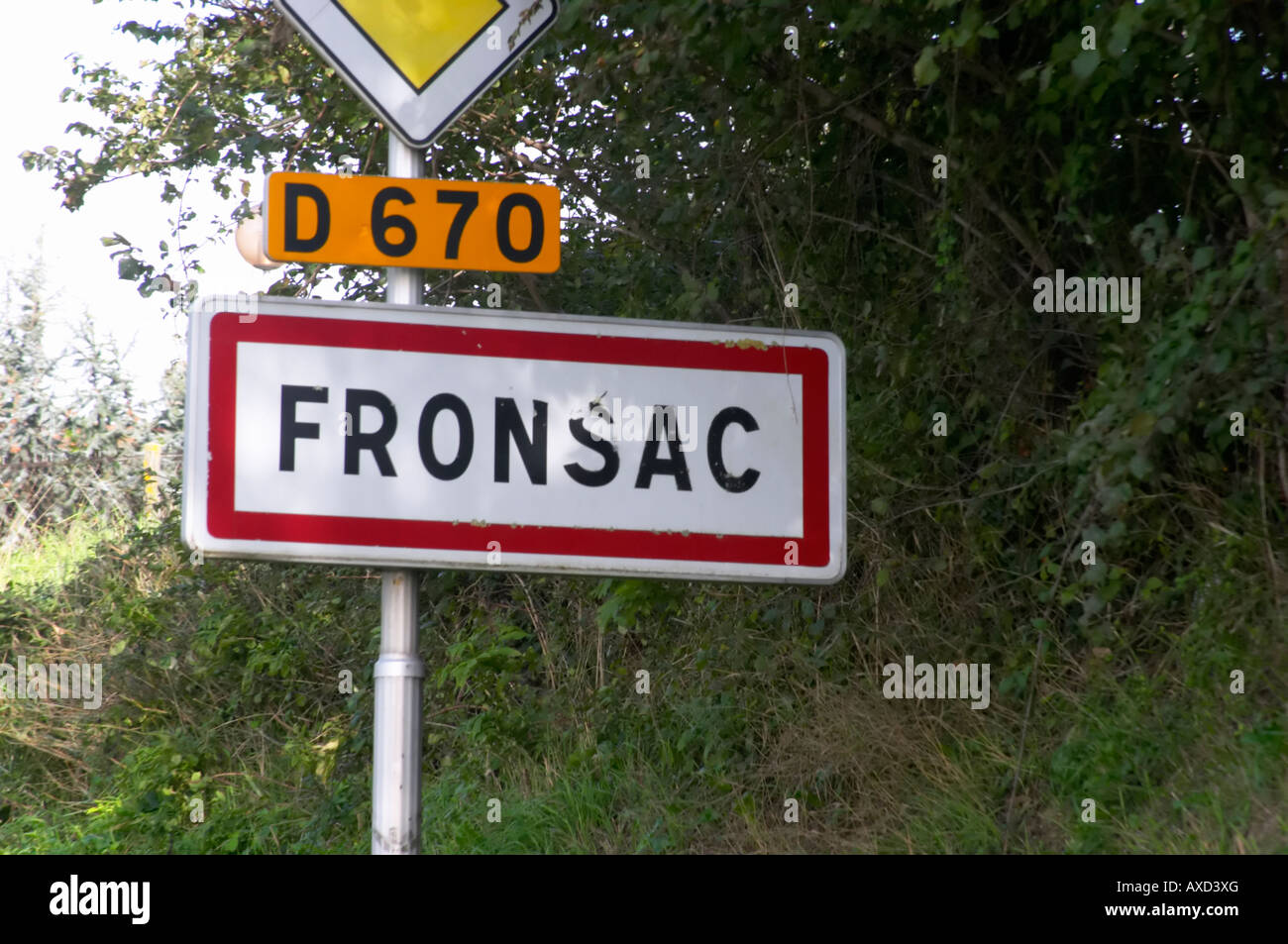 Road sign Fronsac. Bordeaux, France Stock Photo - Alamy
