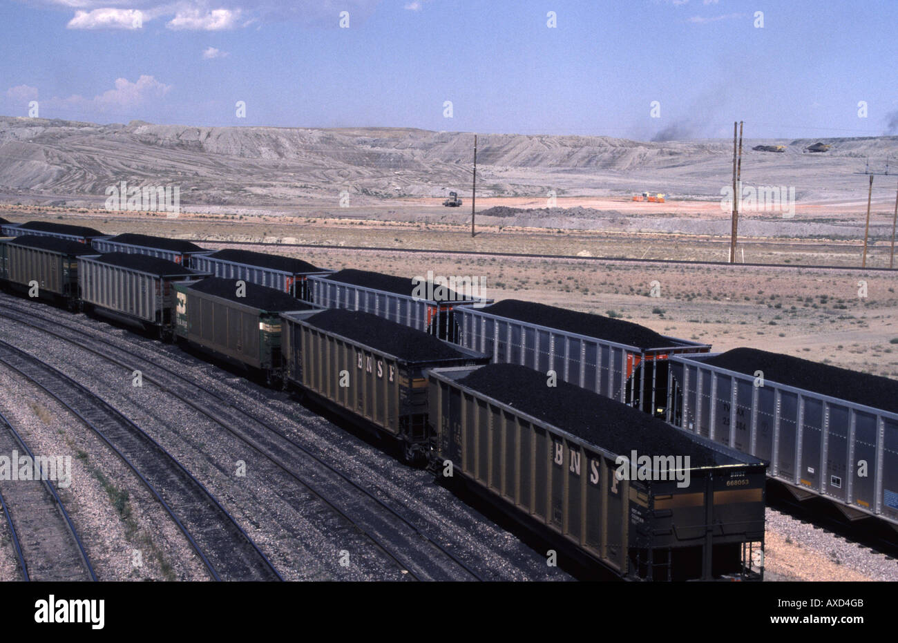 Train wagons carrying coal, Black Thunder Coal Mine, Southern Powder ...