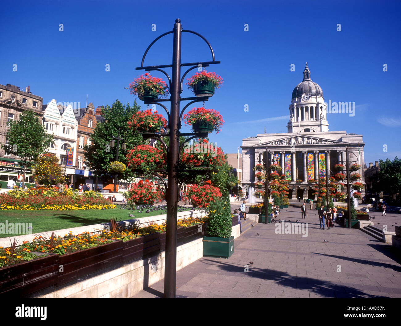 Nottingham - Colourful Market Square showing the Council House Stock ...