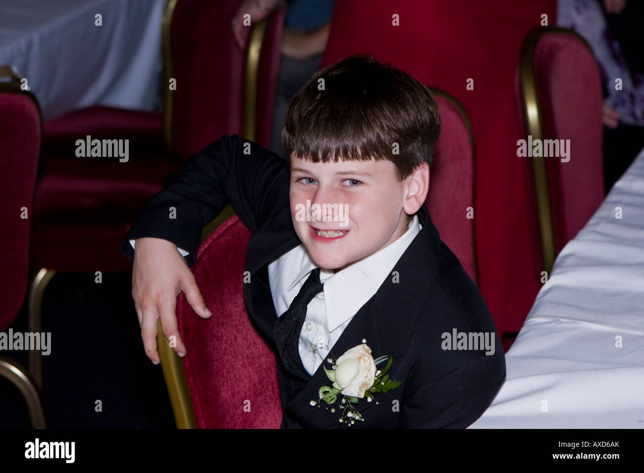 Young Boy at Table Stock Photo - Alamy