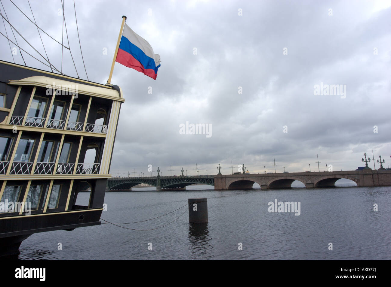 Russian flag on ship Neva river St Petersburg Russia Stock Photo - Alamy