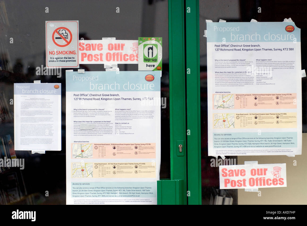 A Sub Post Office Window with offical notification of its imminent ...