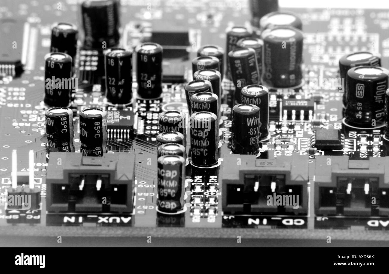 Close up of Computer sound card Stock Photo - Alamy