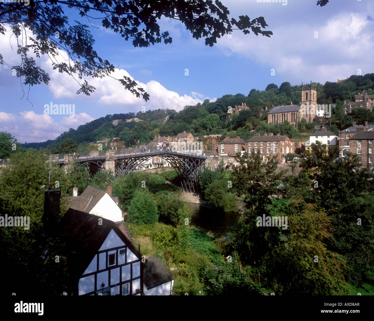 The famous Cast-Iron Bridge spans the River Severn in Ironbridge Gorge ...