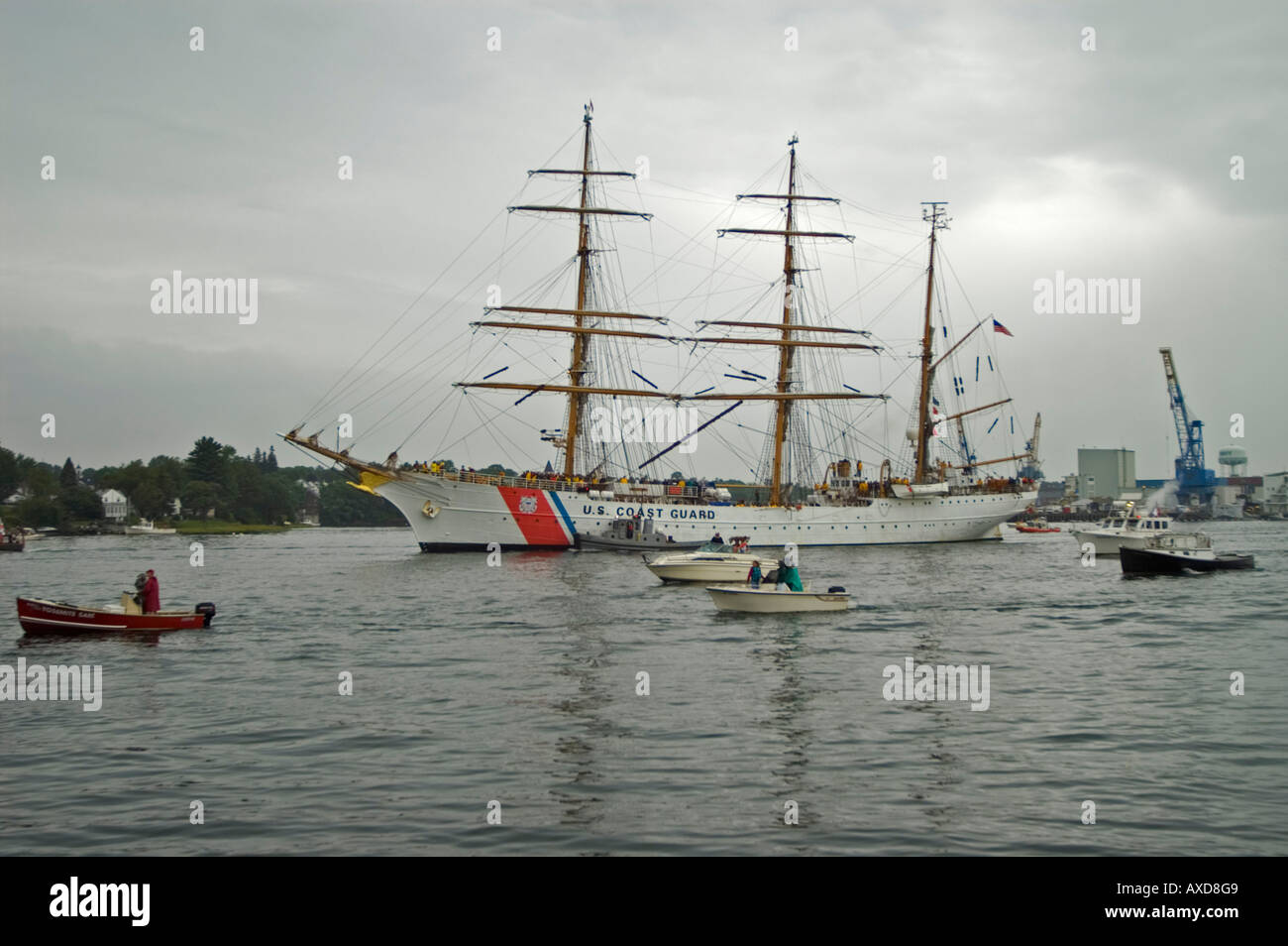 US Coast Guard Barque Eagle entering Portsmouth Harbor New Hampshire ...