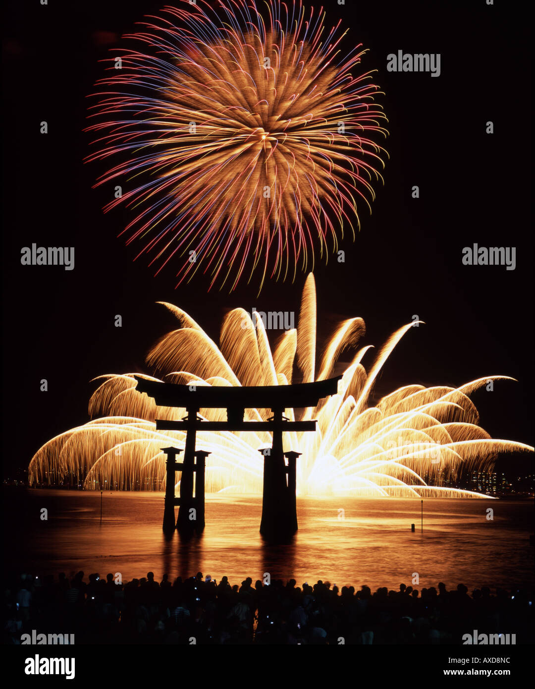 Firework Festival. The floating torii gate at Itsukushima Shrine ...