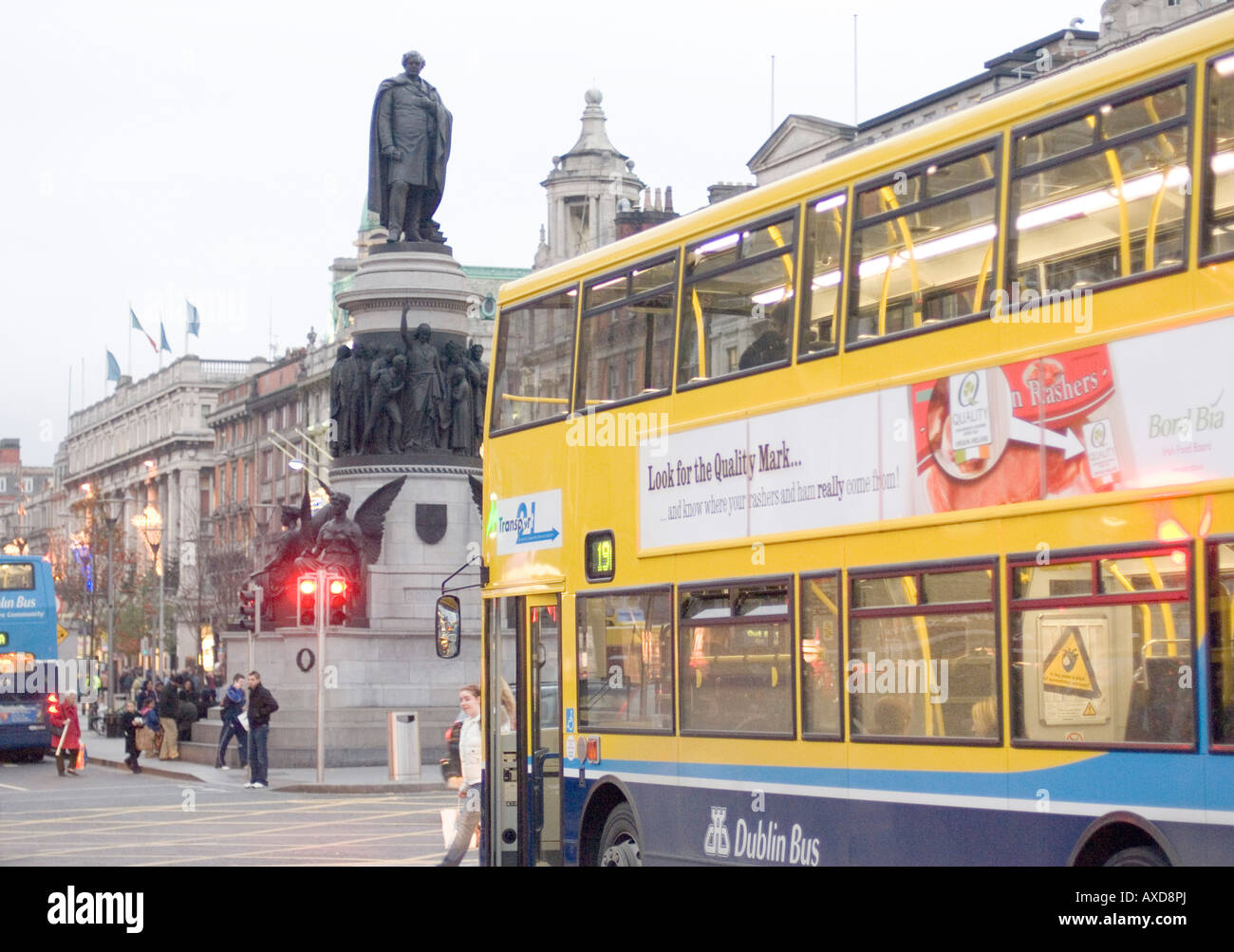 Dublin double decker bus on O'Connell Street in Dublin Ireland at ...