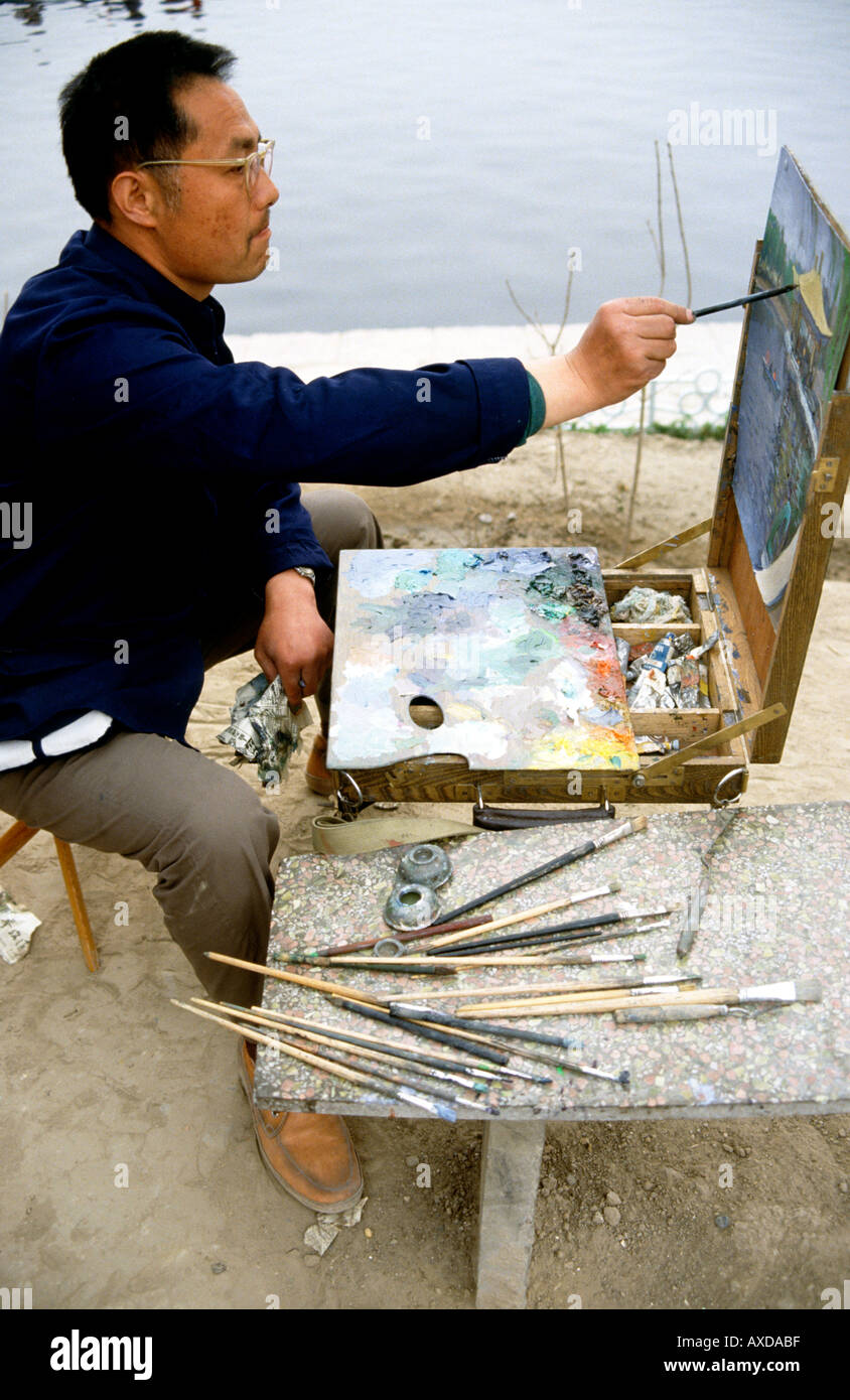 Chinese Painter In Beijing The Capital Of China Stock Photo - Alamy