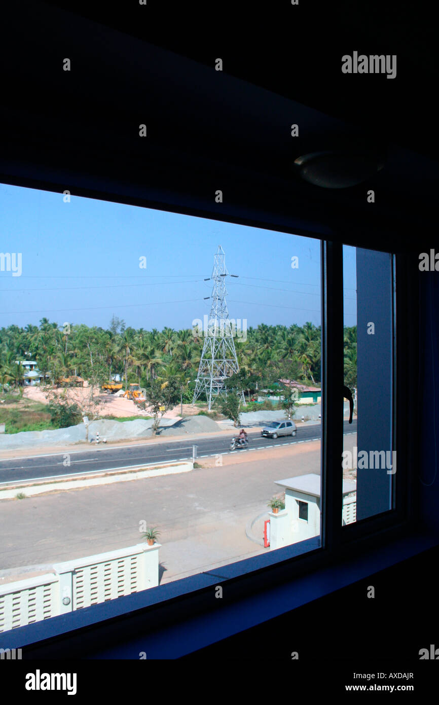 Looking outside - typical view of road in Kerala from the window of ...