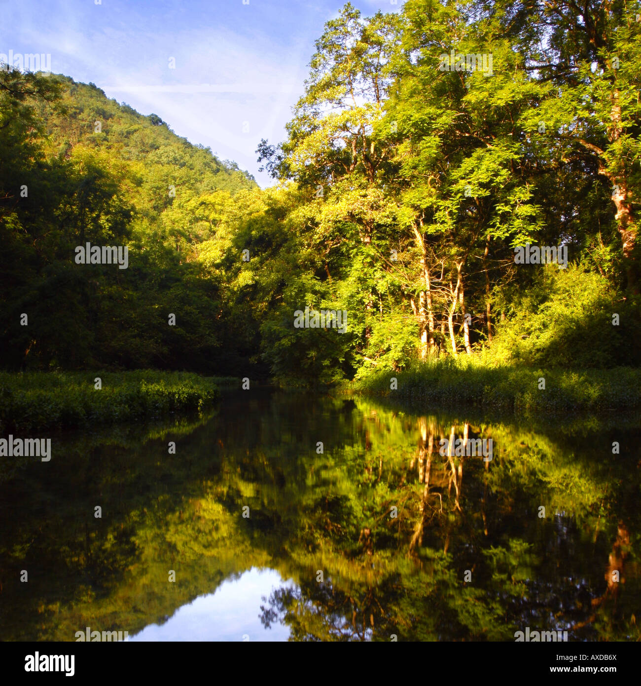 Millpond on the River Lathkill, Lathkill Dale, Peak District Stock ...