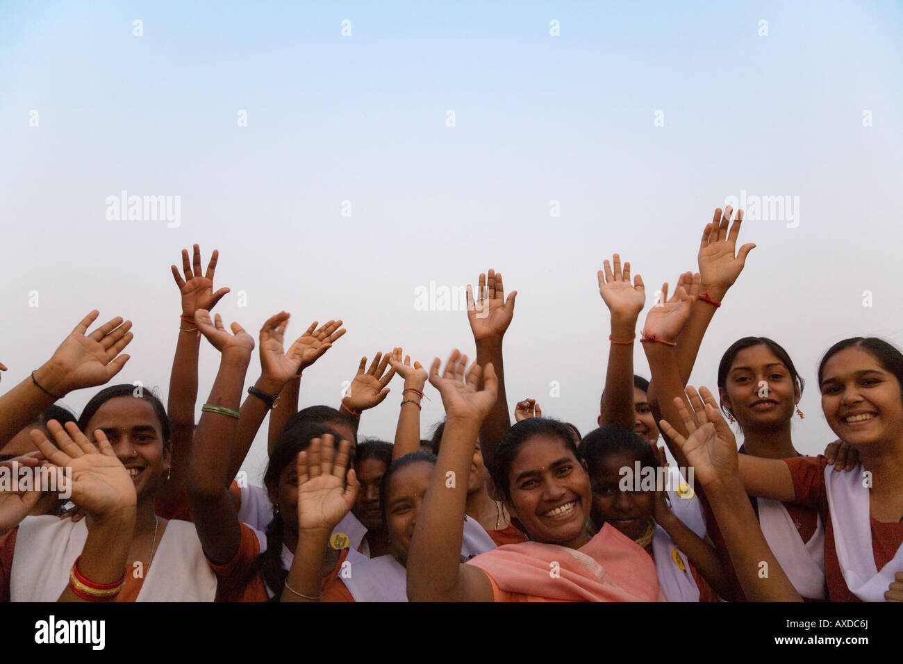 Indian crowd raise hand hi-res stock photography and images - Alamy