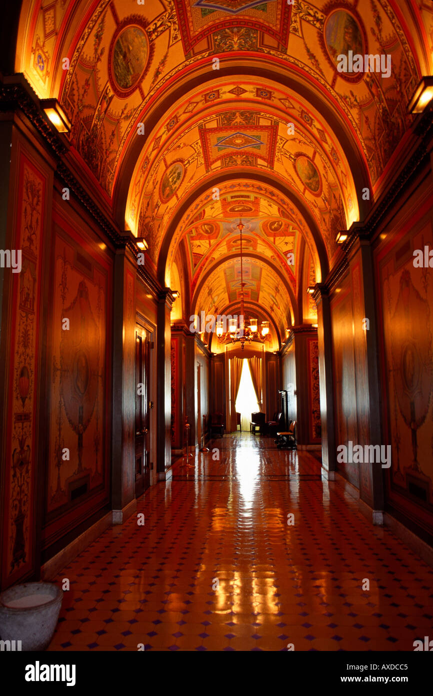 Hallway with ornate ceiling inside United States Capitol Building ...