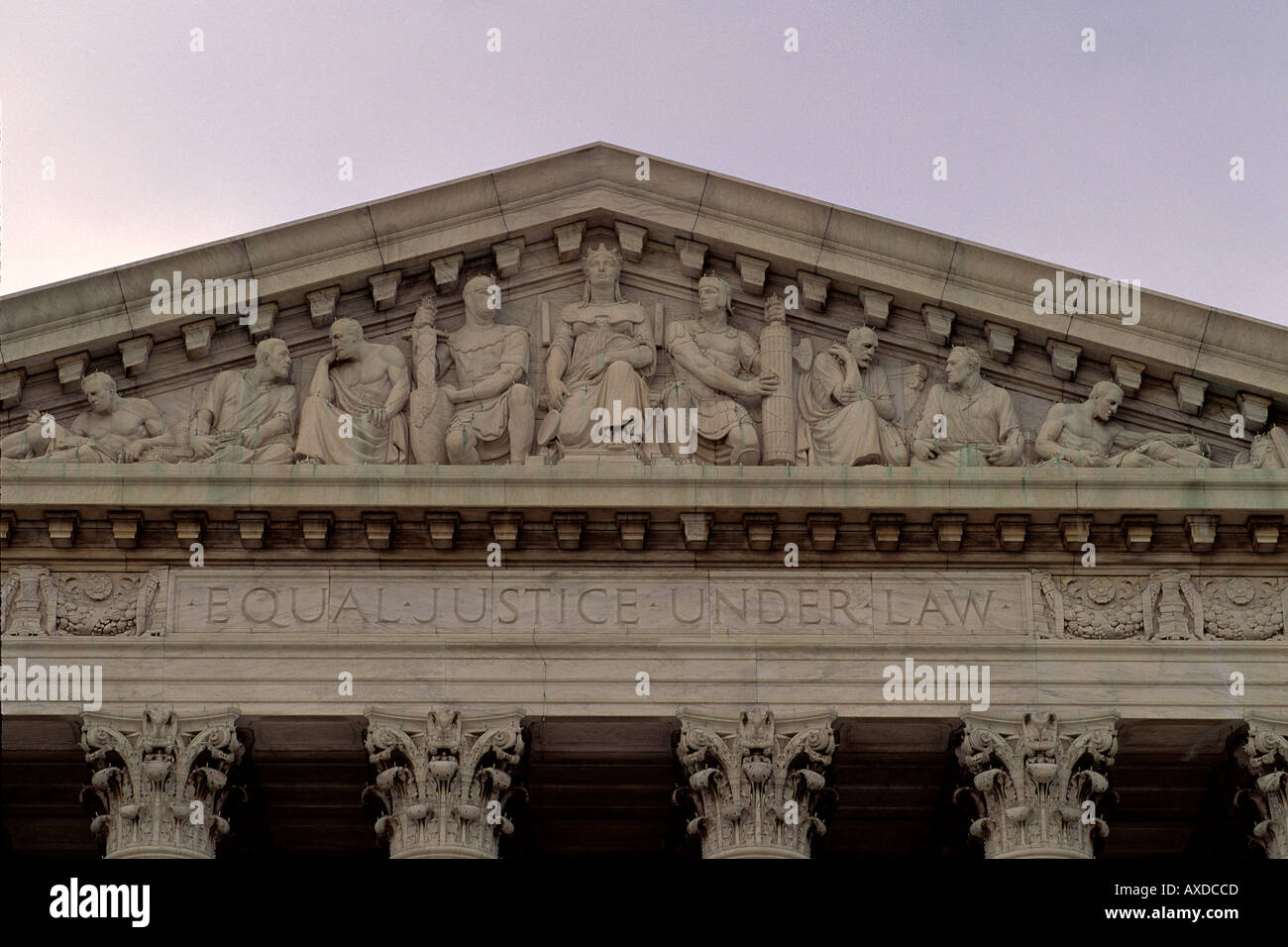Front facade of United States Supreme Court building Washington DC ...