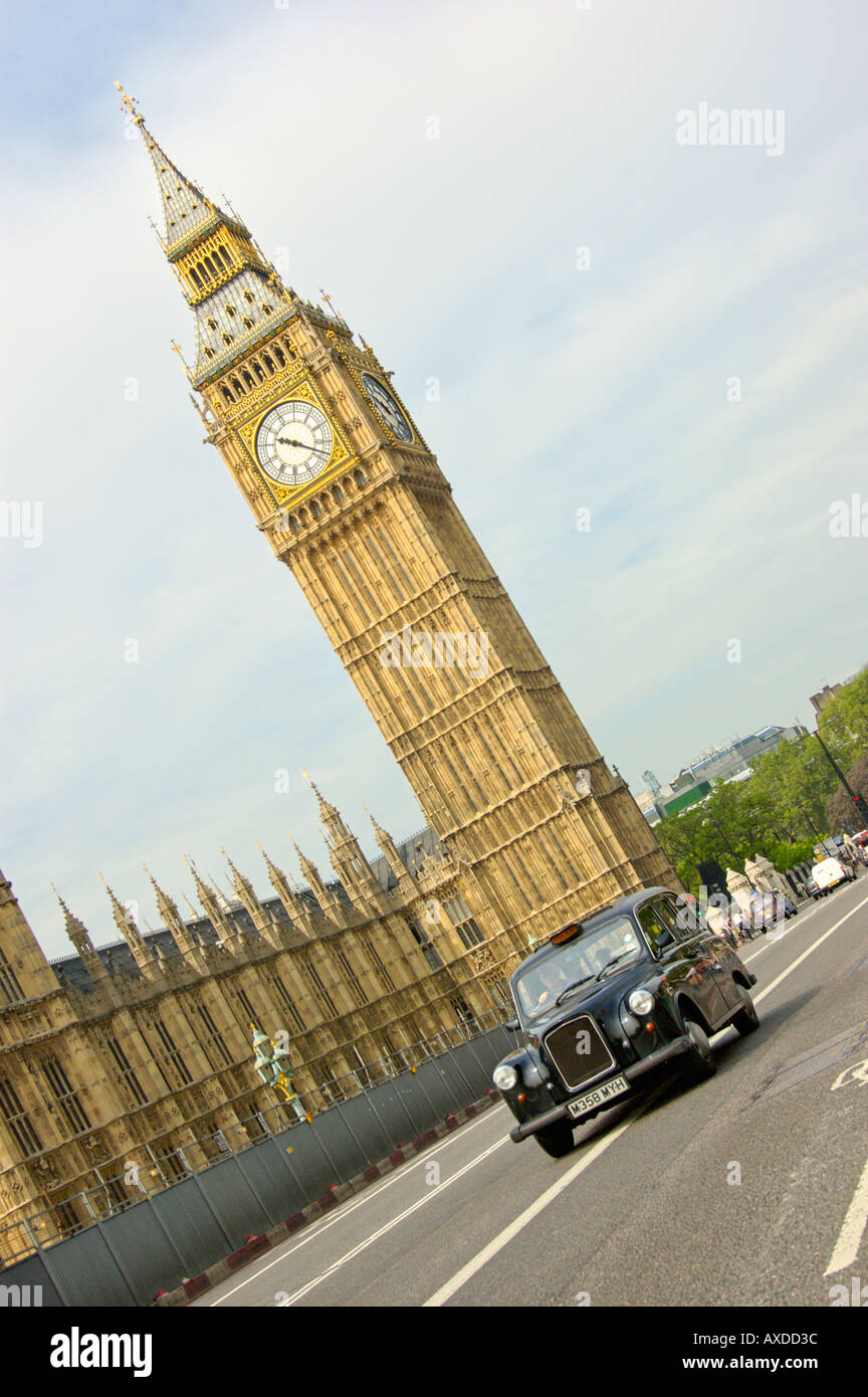 London Taxi in front of Big Ben Stock Photo - Alamy