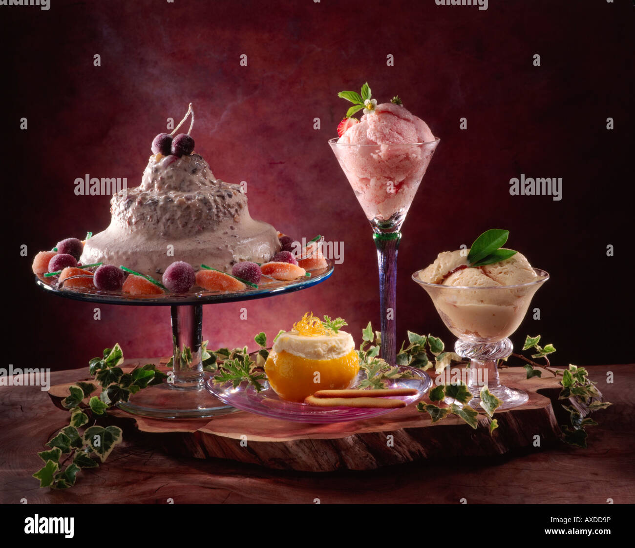British Puddings and icecream desserts Stock Photo - Alamy