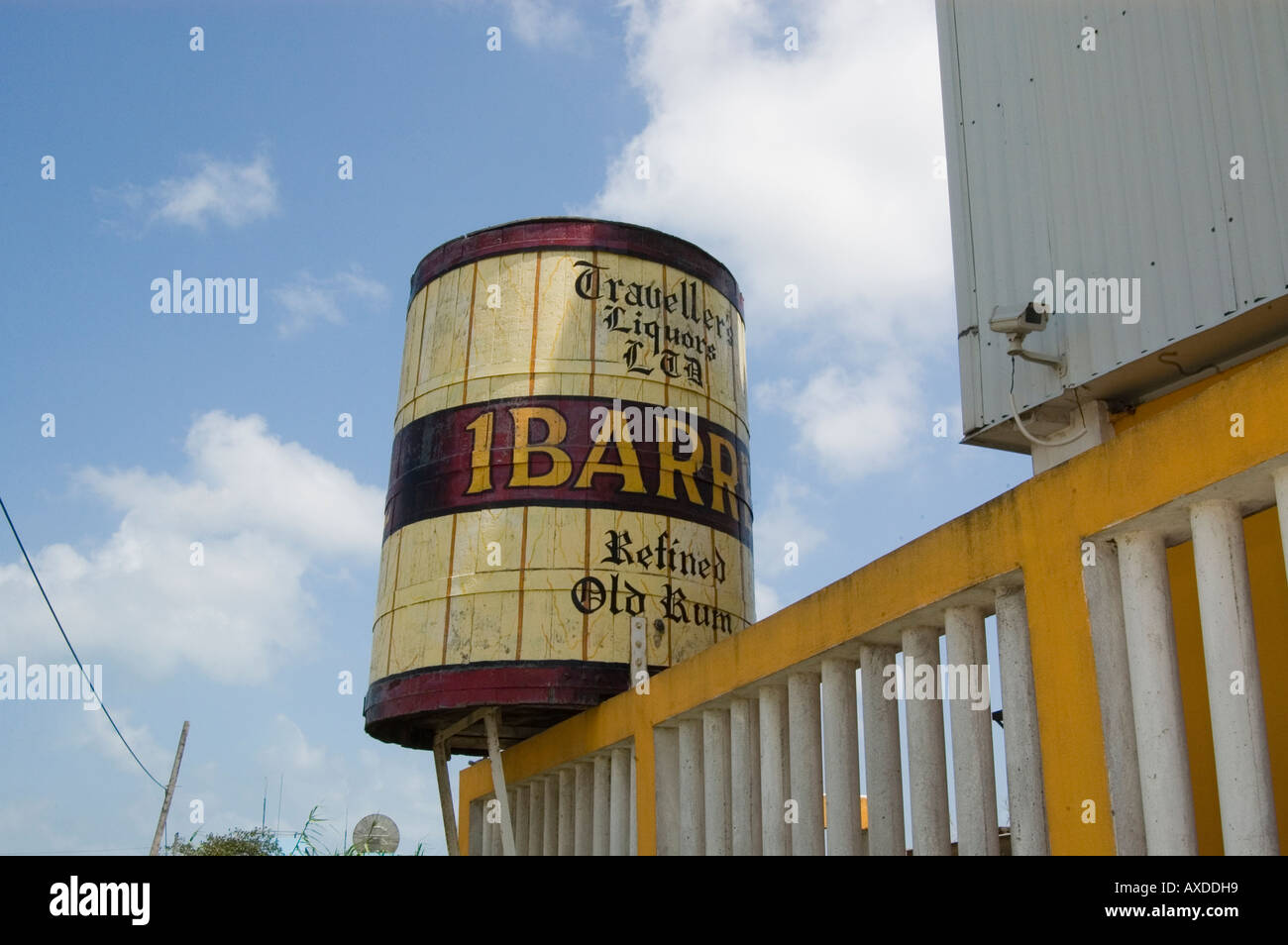 Showing wooden barrel of old rum in Belize Rum factory Central America ...