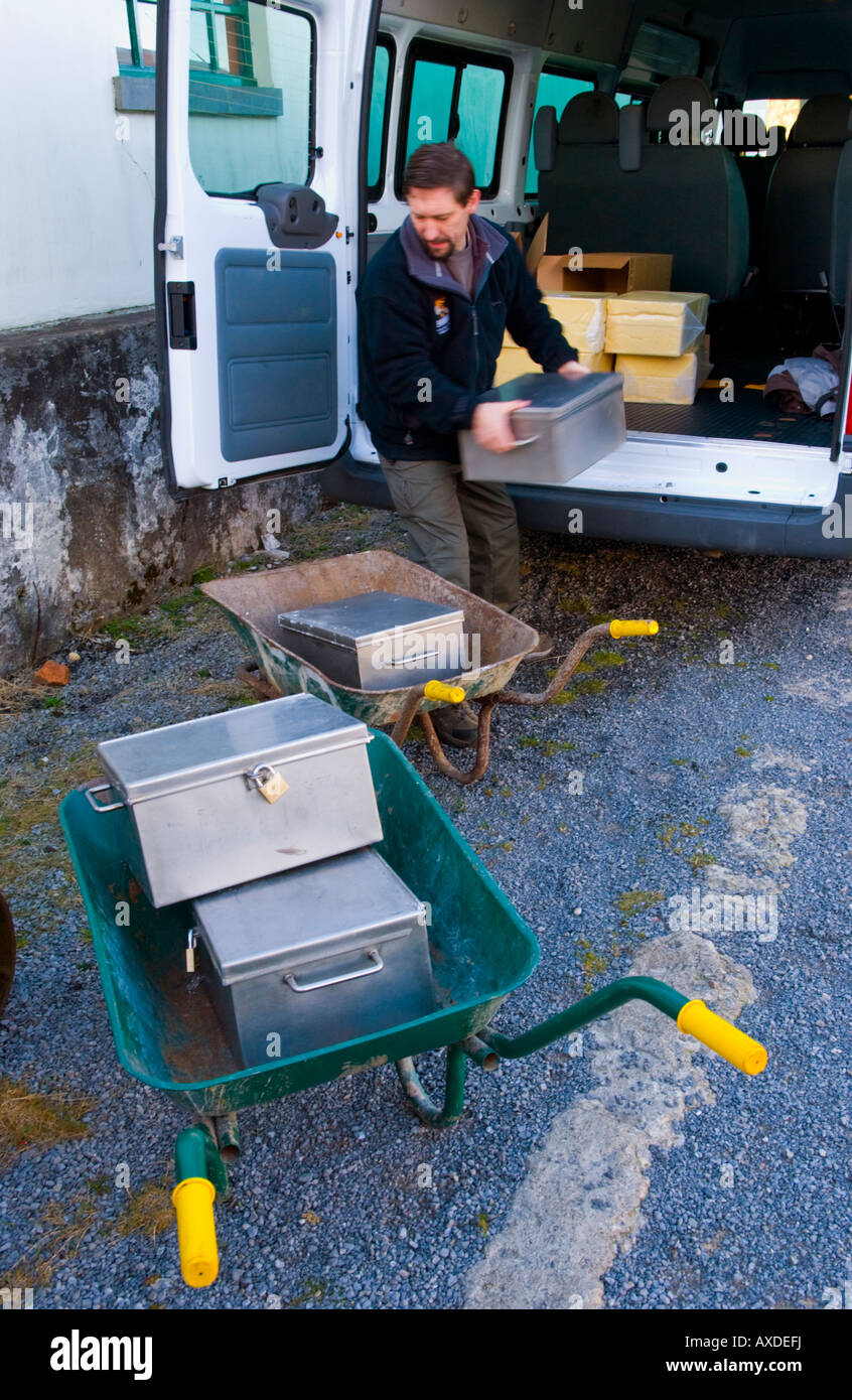Cheddar cheese being loaded after maturing at pit bottom Big Pit ...