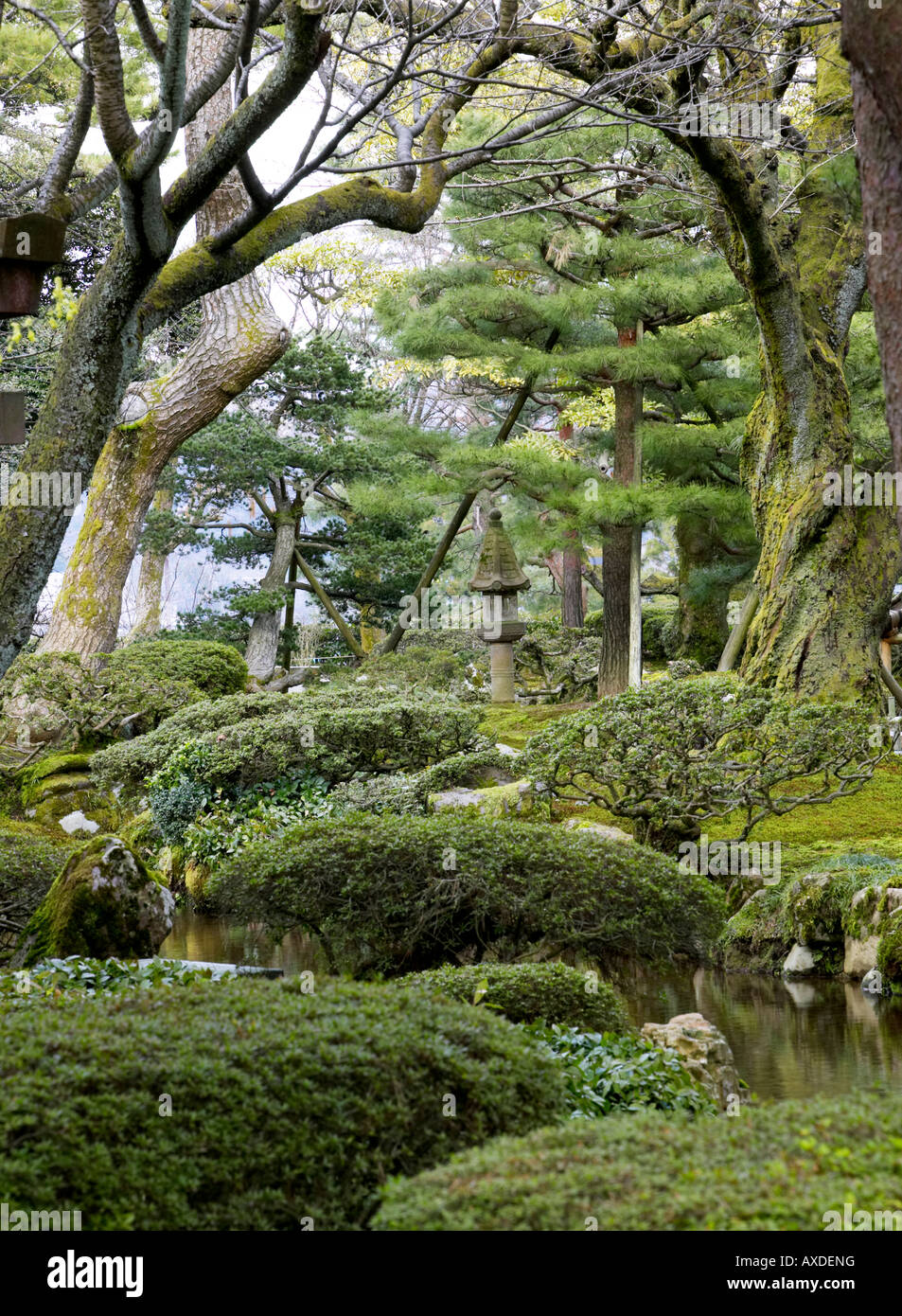 SPRING EVENING LIGHT AT KENROKUEN GARDENS, KANAZAWA, JAPAN. WIDELY ...