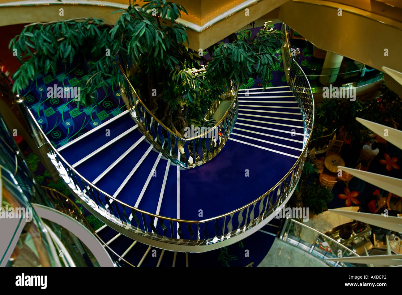 Interior design of staircase inside of ship Stock Photo - Alamy