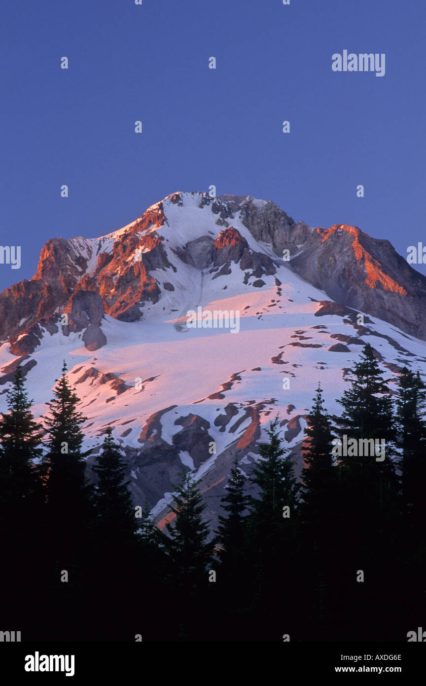 Sunset colors the western face of Mount Hood in Mount Hood National ...