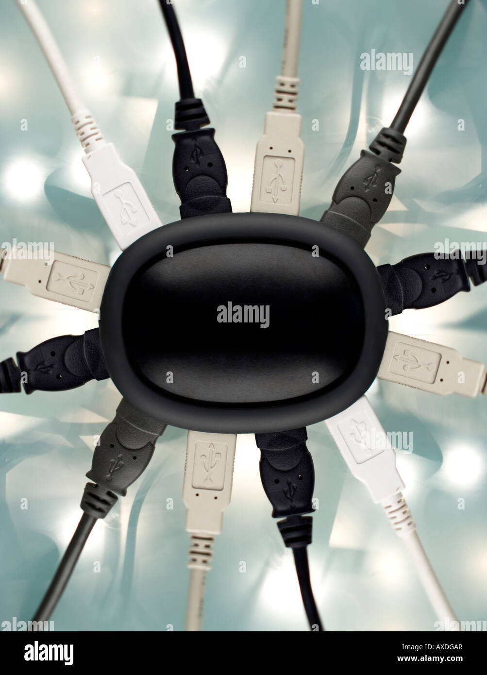 USB hub with multiple cables connected Stock Photo - Alamy