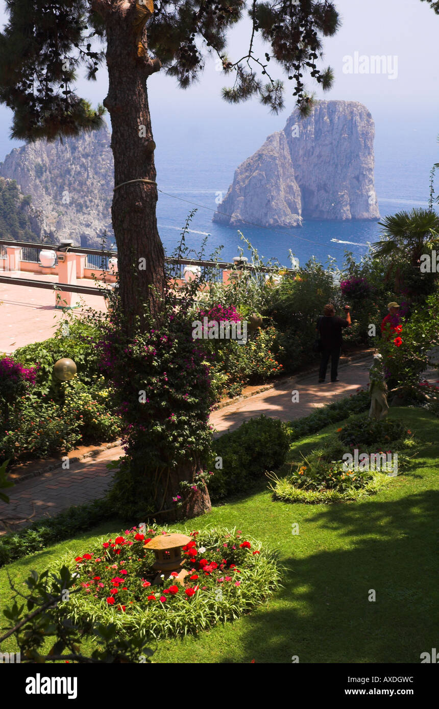 View of rocks off the Capri Coastline from Augustus Gardens Capri ...
