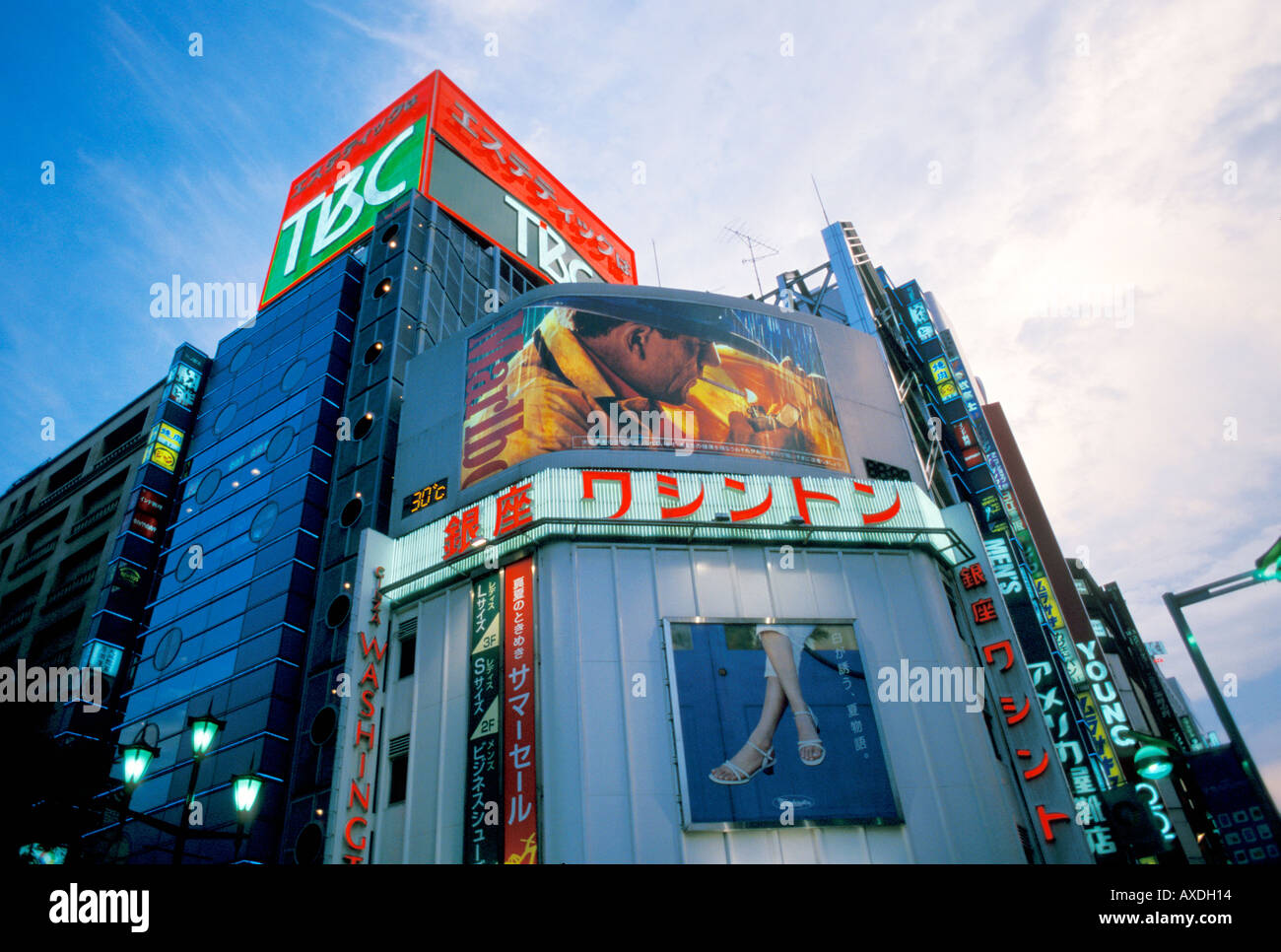 Neon signs at dusk Shinjuku Tokyo Stock Photo - Alamy