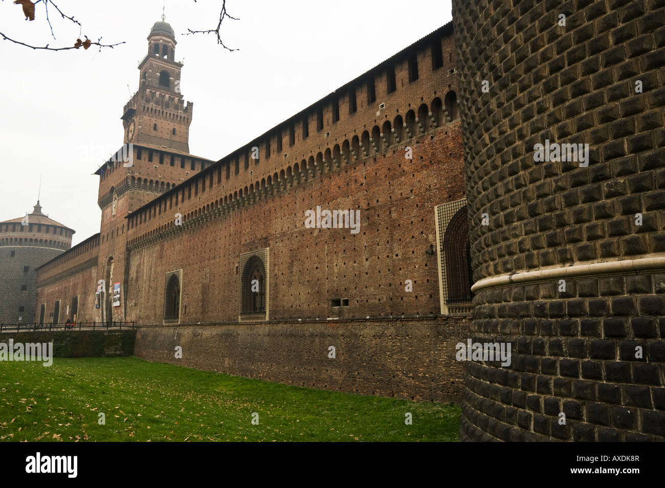 EXTERIOR WALL AND FILARETE TOWER OF CASTELLO SFORZESCO MILAN ITALY ...