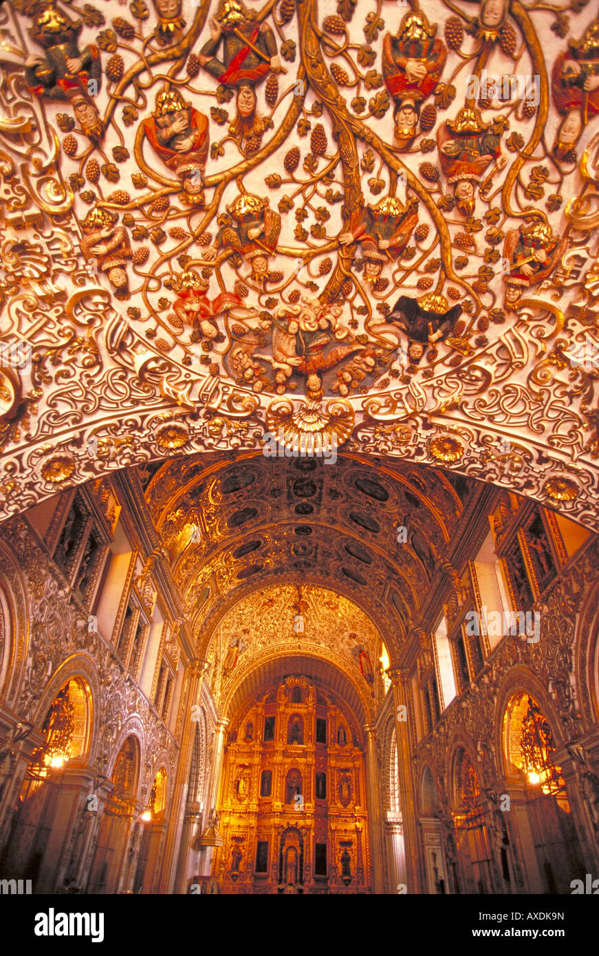 Elk143 1211 Mexico Oaxaca Santo Domingo 16th-17th c entry ceiling bas ...