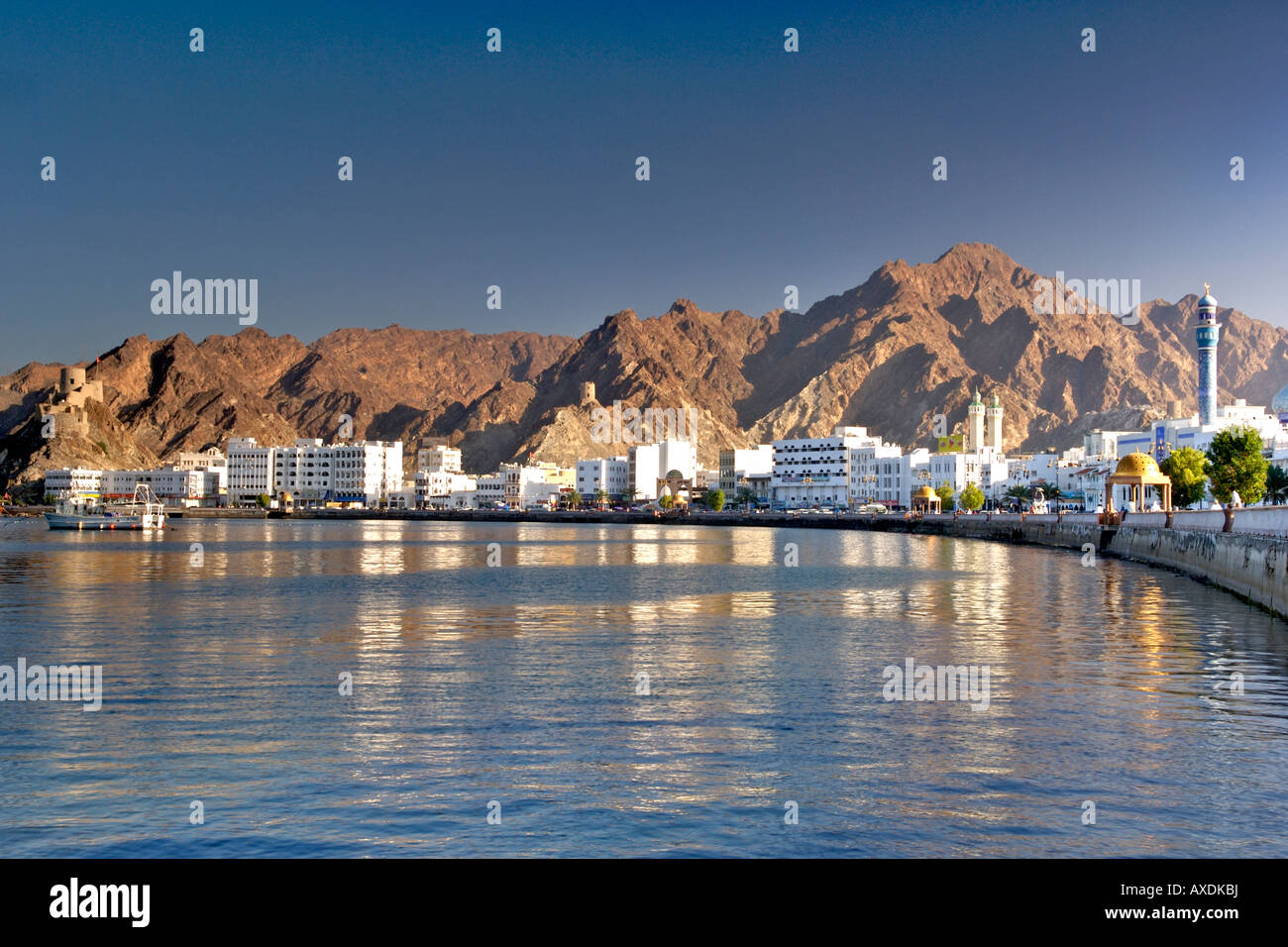 View of the Mutrah harbour and waterfront near Muscat, the capital of ...