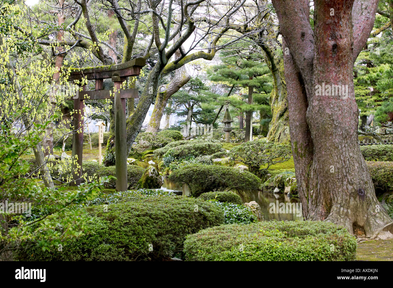 SPRING AT KENROKUEN GARDENS, KANAZAWA, JAPAN. WIDELY CONSIDERED ONE OF ...