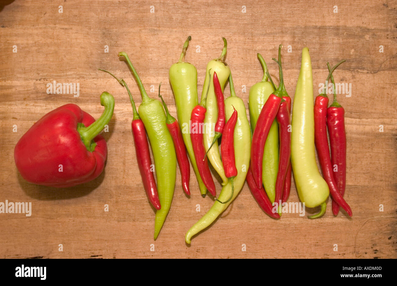 red and yellow parika on a a carving board Stock Photo - Alamy