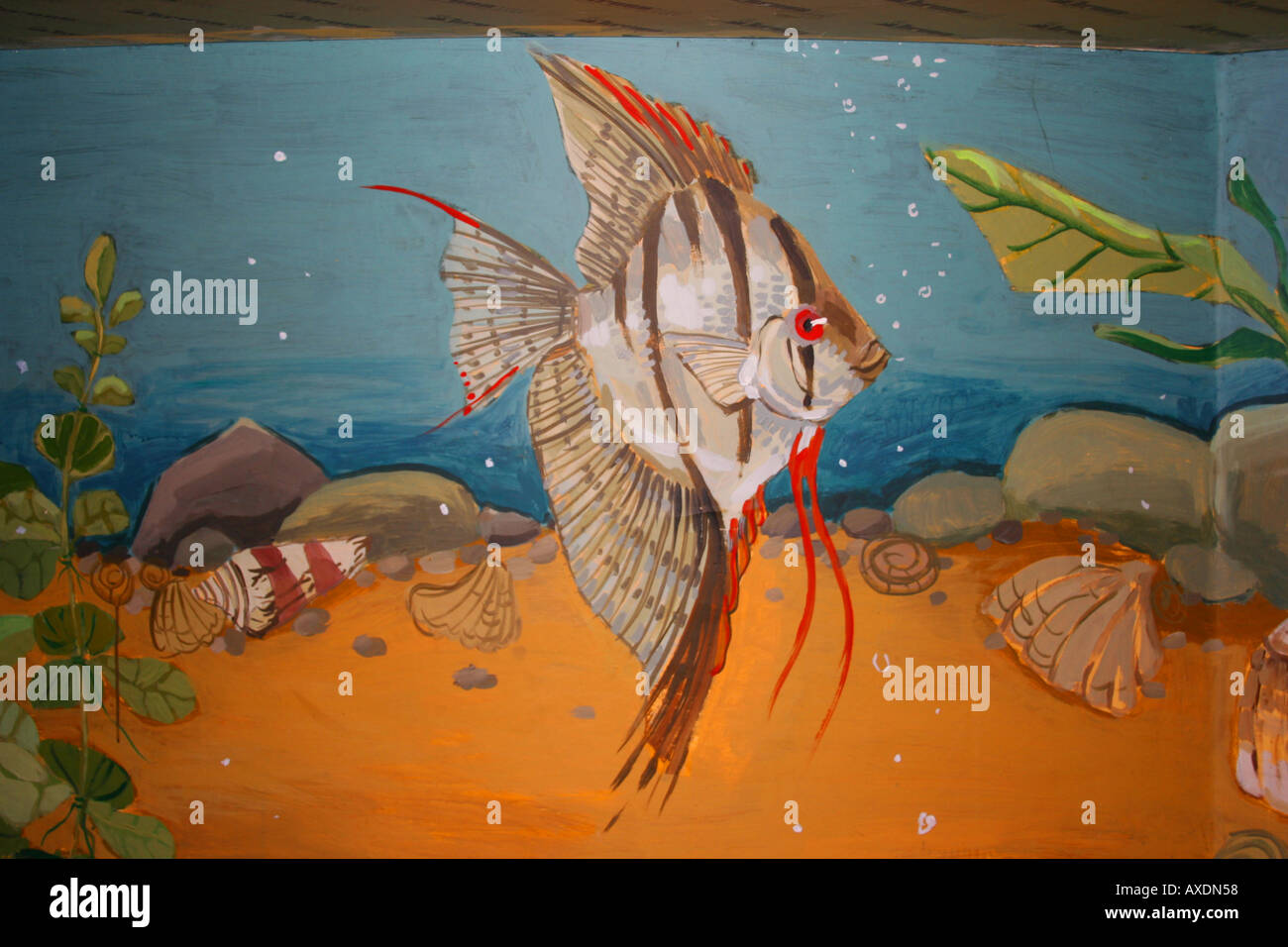 Fish painted on the wall Stock Photo - Alamy