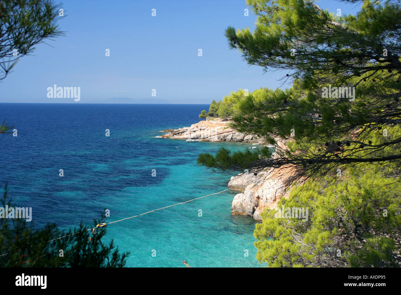 A spectacular sapphire bay near camping site in Jagodna village on Hvar ...