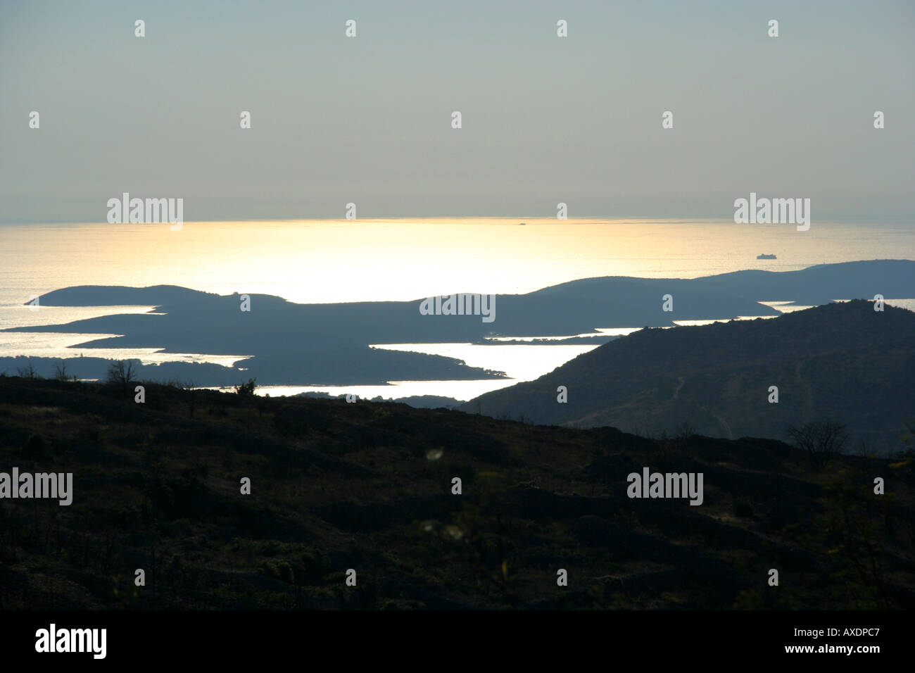 Sunset over Hvar Island and Pakleni otoci Islands Stock Photo - Alamy